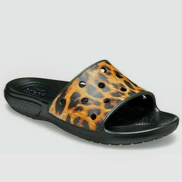CROCS | Shoes | Croc Classic Animal Cheetah Print Slides Sandals | Poshmark